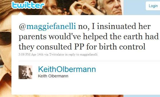 Keith Olbermann Dishonestly Explains His S.E. Cupp Planned Parenthood Tweet