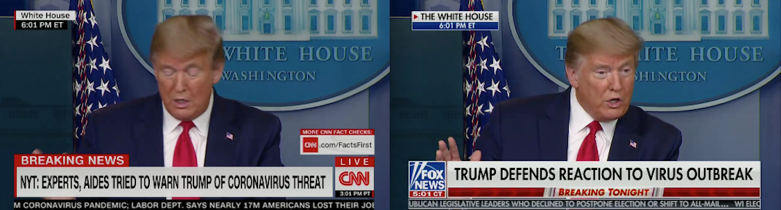 Dueling Fox News Chyrons Report on Trump's COVID-19 Briefing