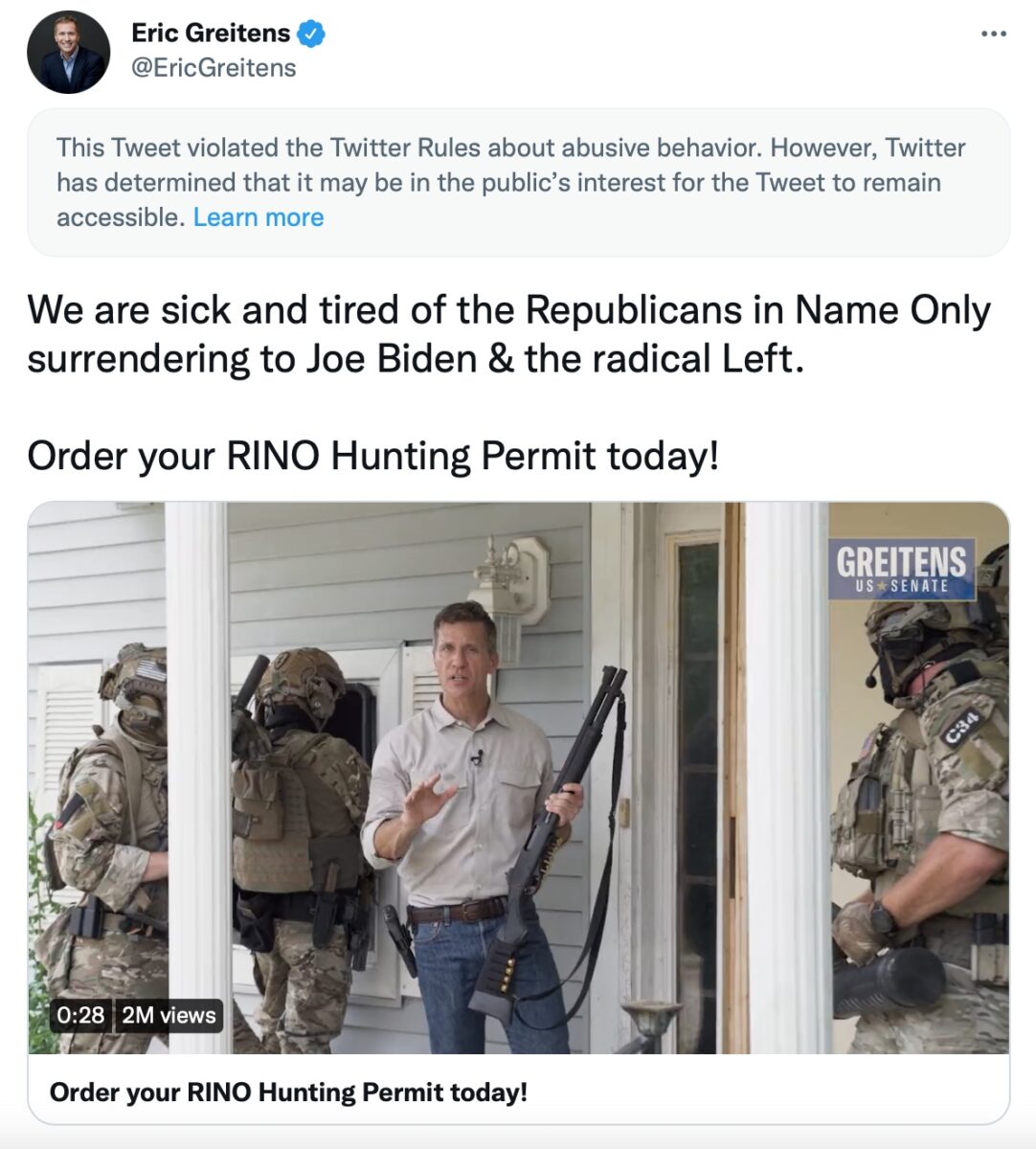 Twitter, Facebook Crack Down on Eric Greitens' RINO Ad