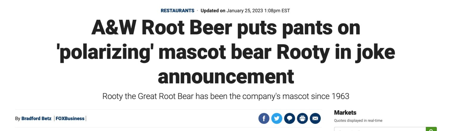 Fox News Falls For A&W's Joke Tweet About Root Beer Mascot