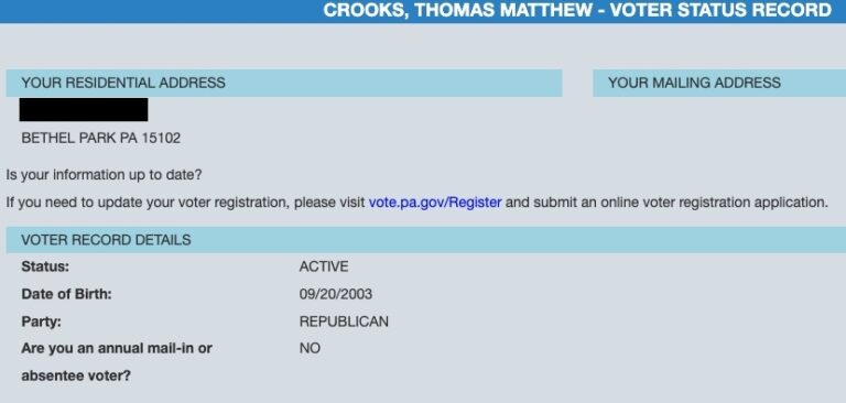 Thomas Matthew Crooks Was a Registered Republican