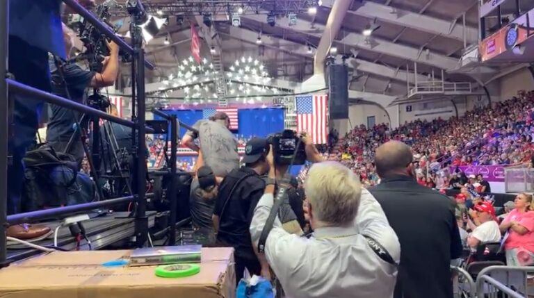 Man Attempts to Storm Press Pen at Donald Trump Rally