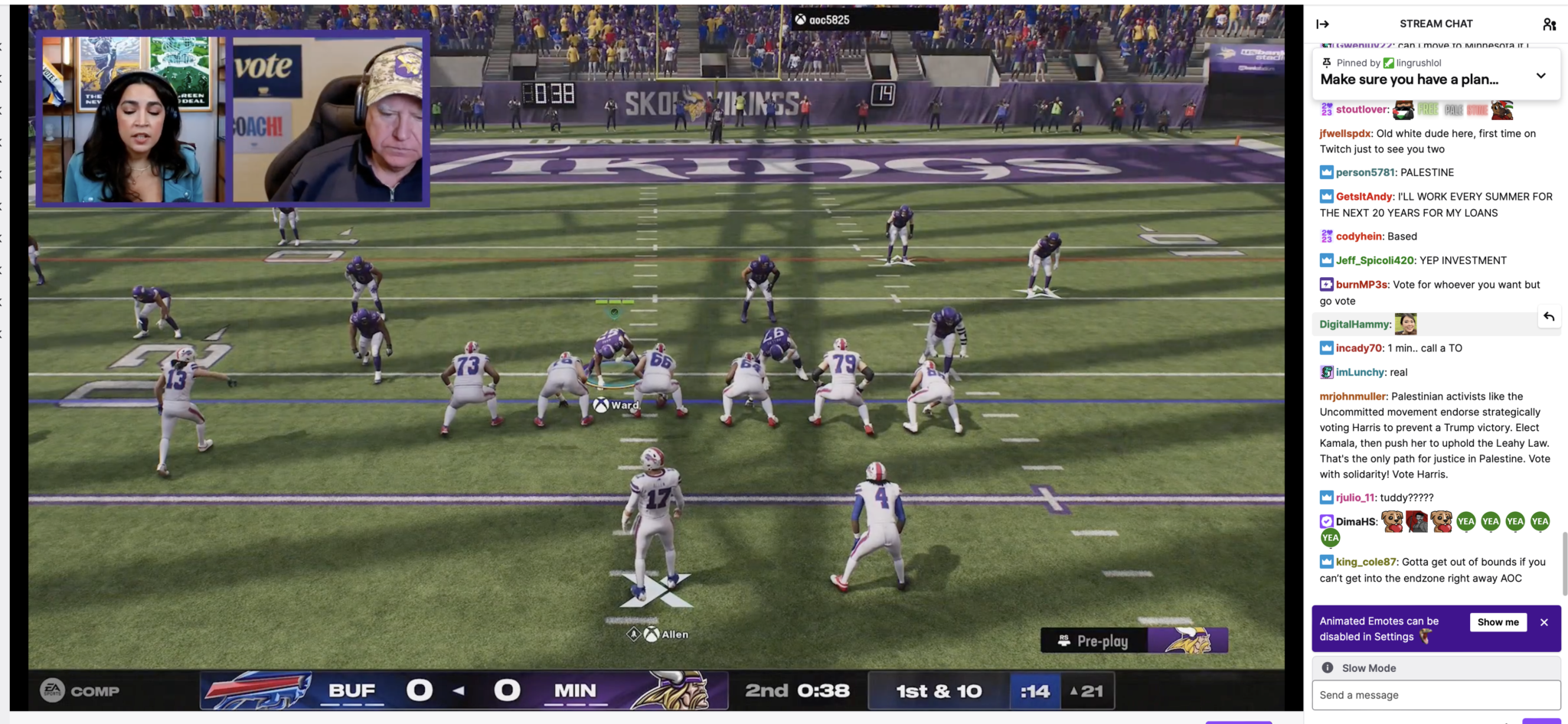 Tim Walz, AOC Live Stream Madden During NFL Sunday