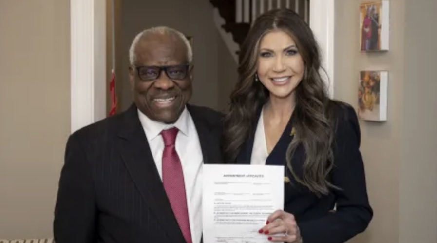 Clarence Thomas Swears Tardy Kristi Noem In at His House