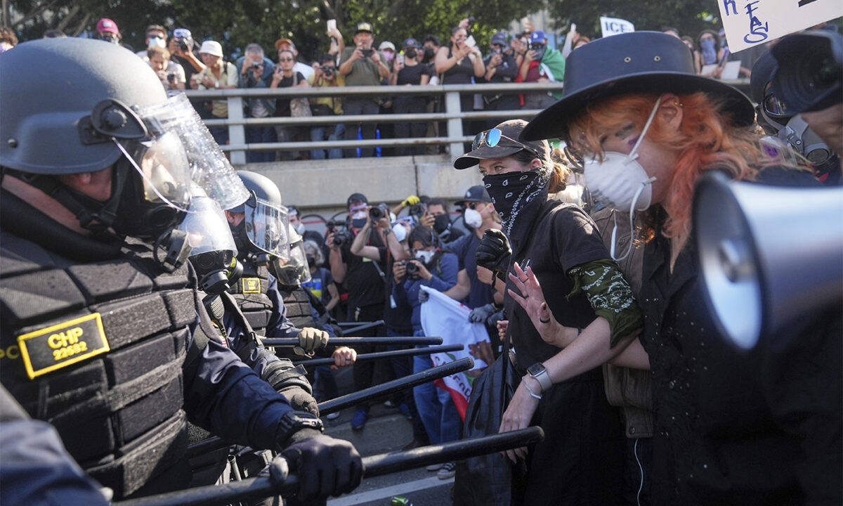 Trump Rips Gavin Newsom for 'Paid Insurrectionist' Violence