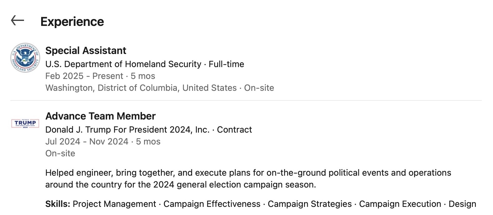 Trump Appoints 22-Year-Old With Thin Résumé to Head DHS Unit