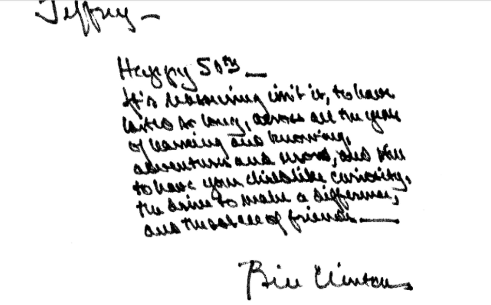 Bill Clinton's Letter to Jeffrey Epstein Seen for First Time
