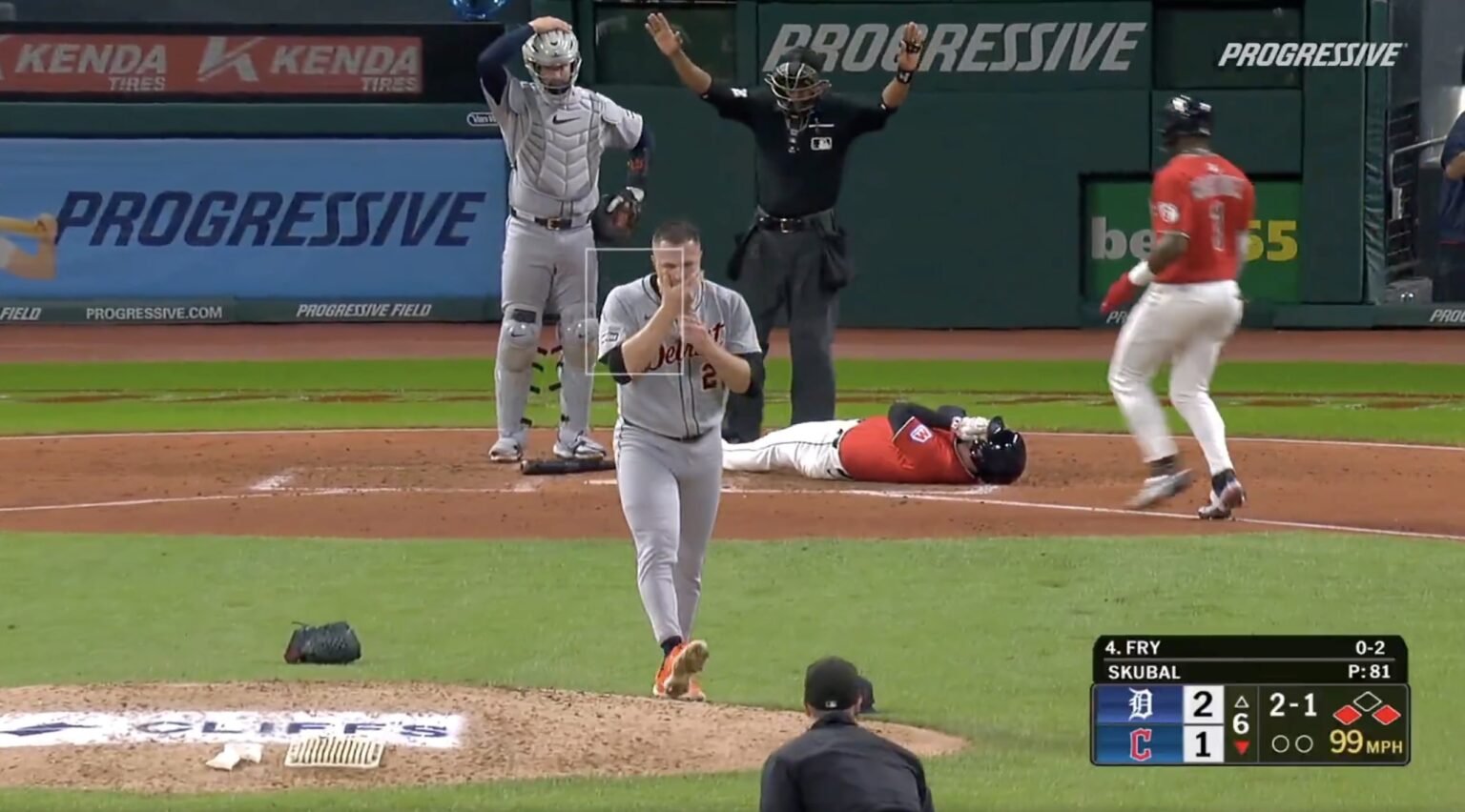 Guardians DH David Fry Hit in the Face by 99 MPH Fastball