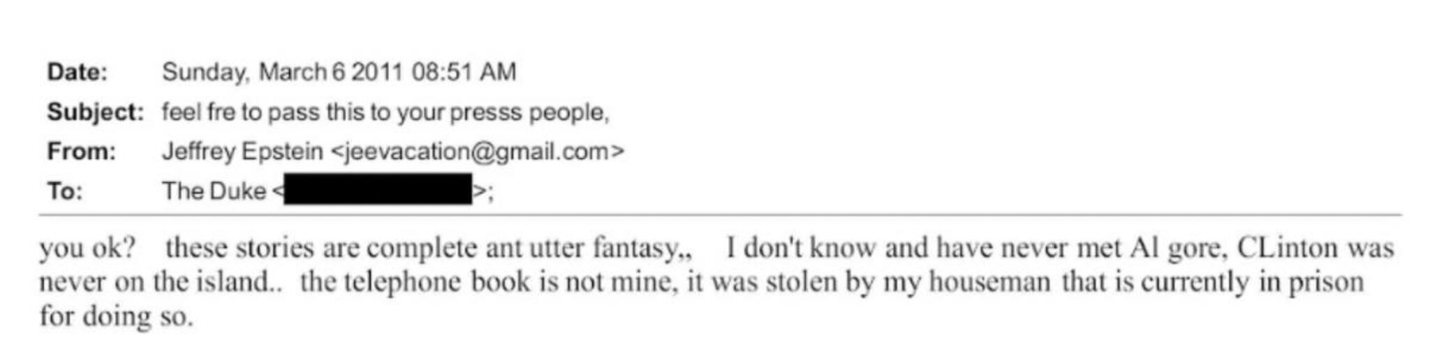 Jeffrey Epstein Says Bill Clinton Was 'Never On the Island'