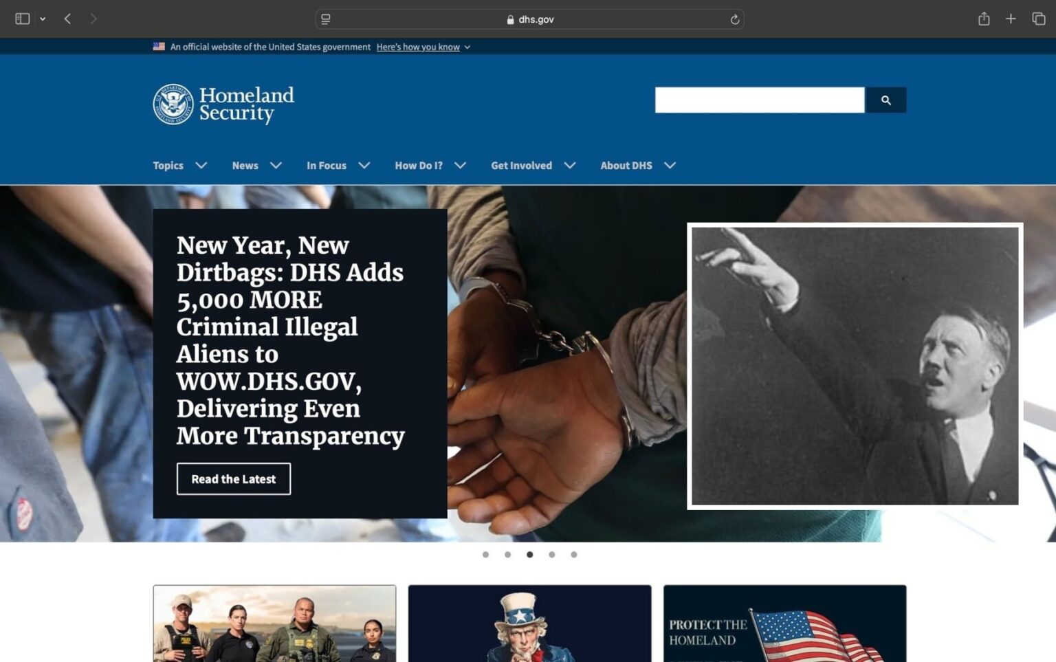'NAZIS.US' Redirects to Department of Homeland Security Site
